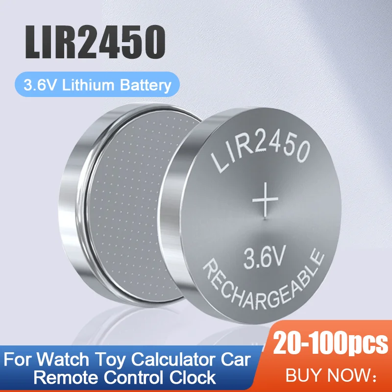 LIR2450-LIR-2450-3-6V-Lithium-Rechargeable-Batteries-Replaced-CR2450-DL2450-BR2450-For-Remote ...