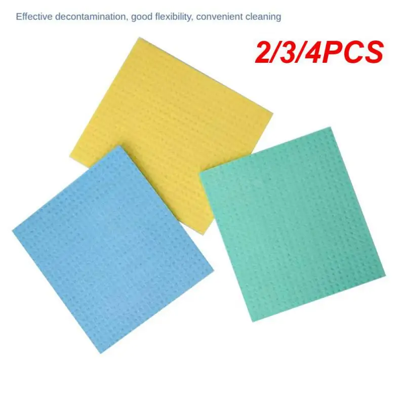 2-3-4PCS-Kitchen-Rag-Absorbent-Washable-Wood-Fiber-Polychromatic-Rag ...