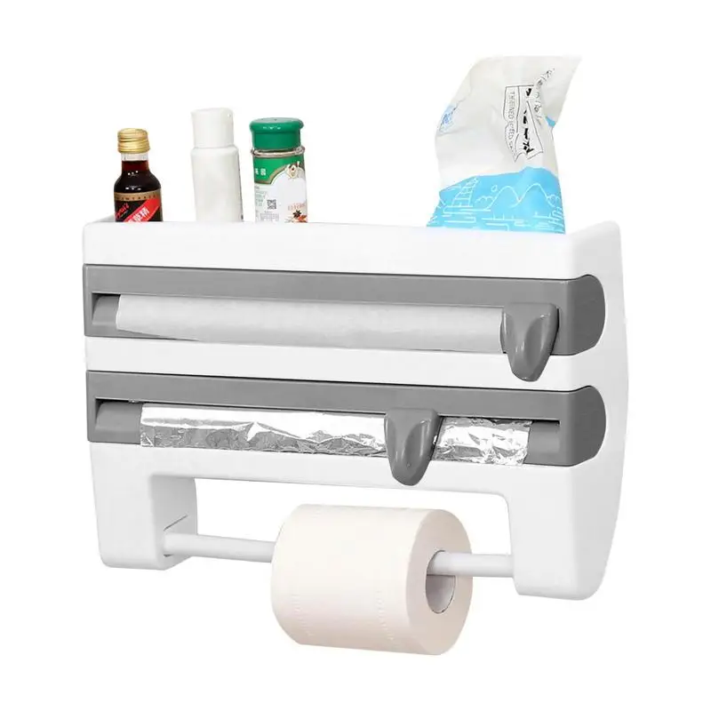 3 In 1 Food Film Dispenser Wall-Mount Wrap Dispenser With Paper Towel ...