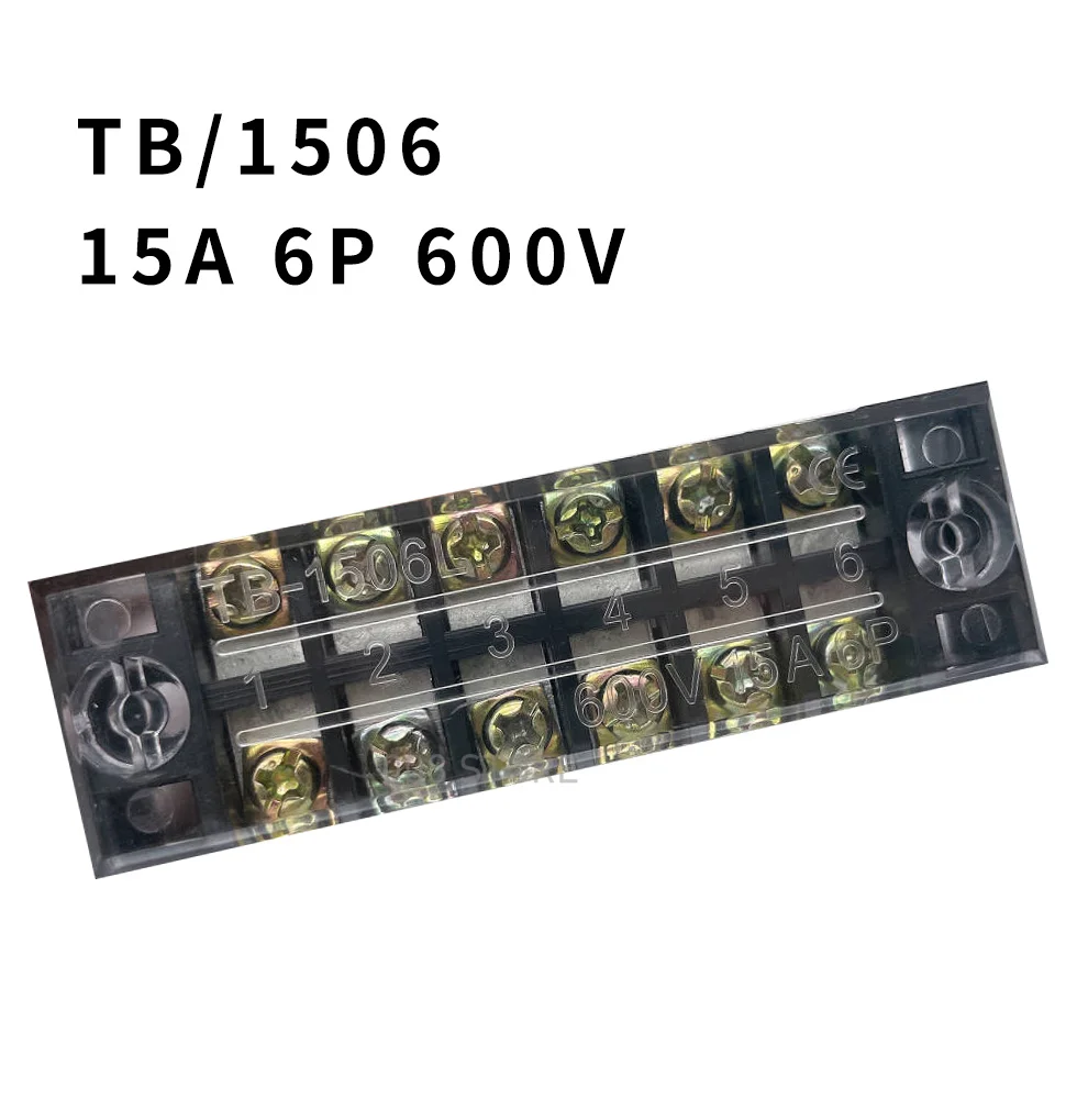 2pcs Tb-1506 1506l 600v 15a 6 Positions Screw Electric Wire Connection ...