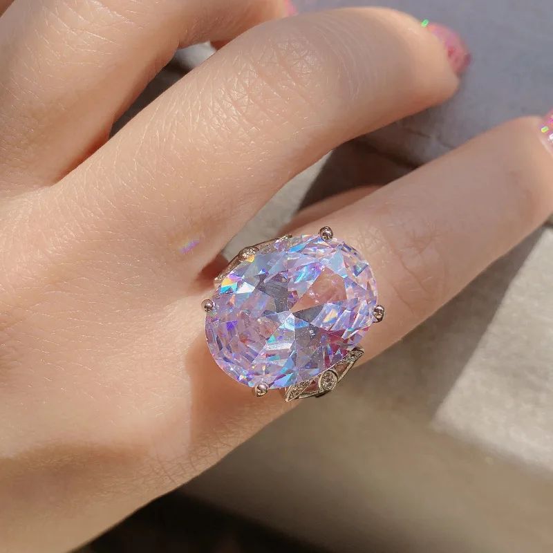 Silver-Color-Trendy-Wedding-Rings-Party-Ring-CZ-INS-Simple-for-Women ...