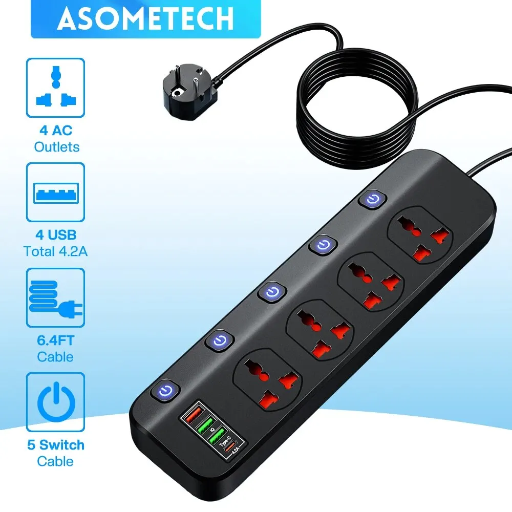 2500W-Power-Strip-Overload-Protection-With-4-Universal-Socket-5-Swich-4 ...