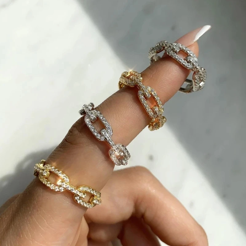 Cuban Link Ring Women | Hop Cuban Link Chain Ring | Cuban Chain Ring ...