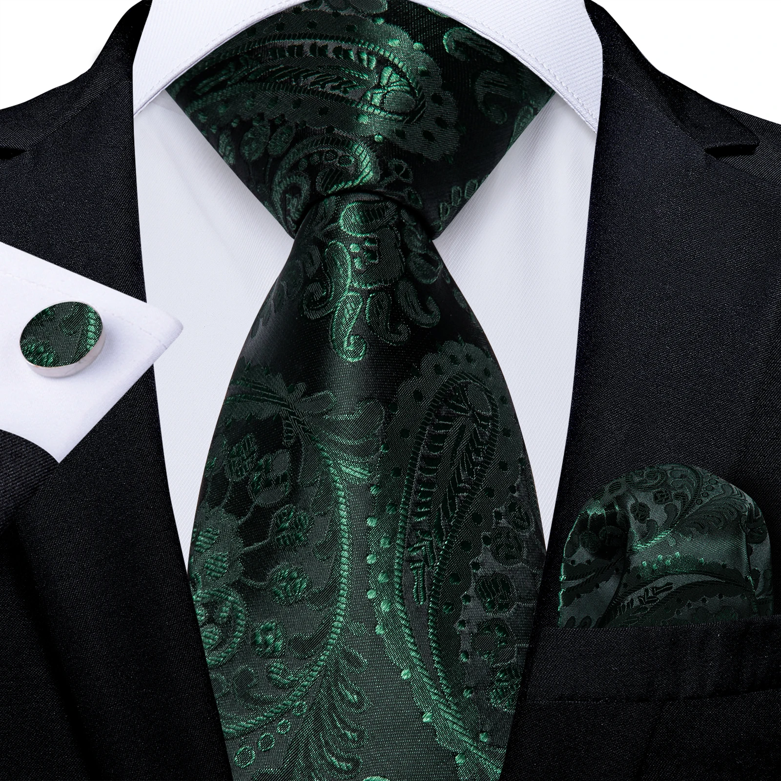 Fashion Green Paisley Silk Ties for Men 8cm Width 150cm Length Business ...