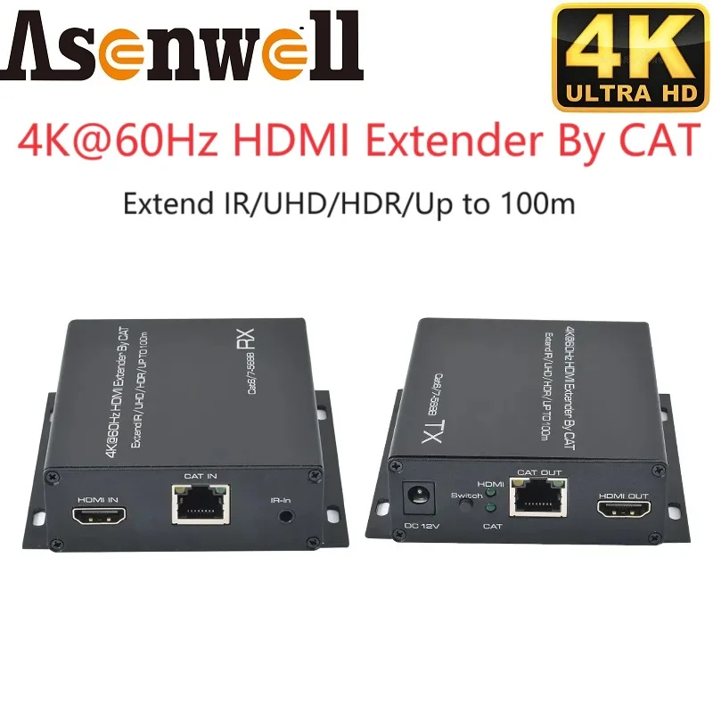 4K-60Hz-HDMI-Extender-By-CAT-Cascade-Extend-IR-UHD-HDR-V2-0-1080P-3DP ...