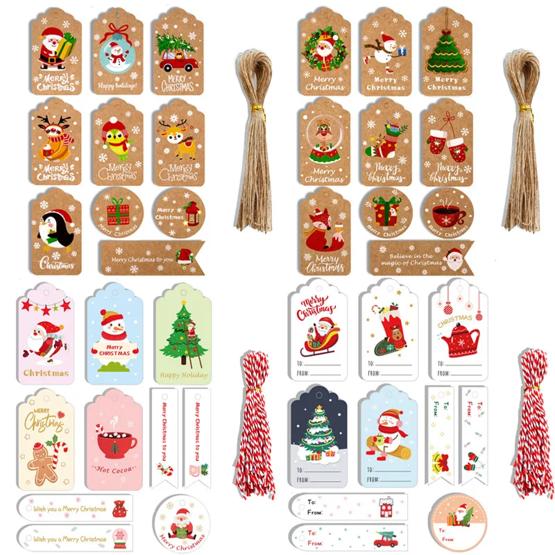 50pcs-Merry-Christmas-Kraft-Paper-Tags-DIY-Gift-Wrapping-Decor-Gift ...