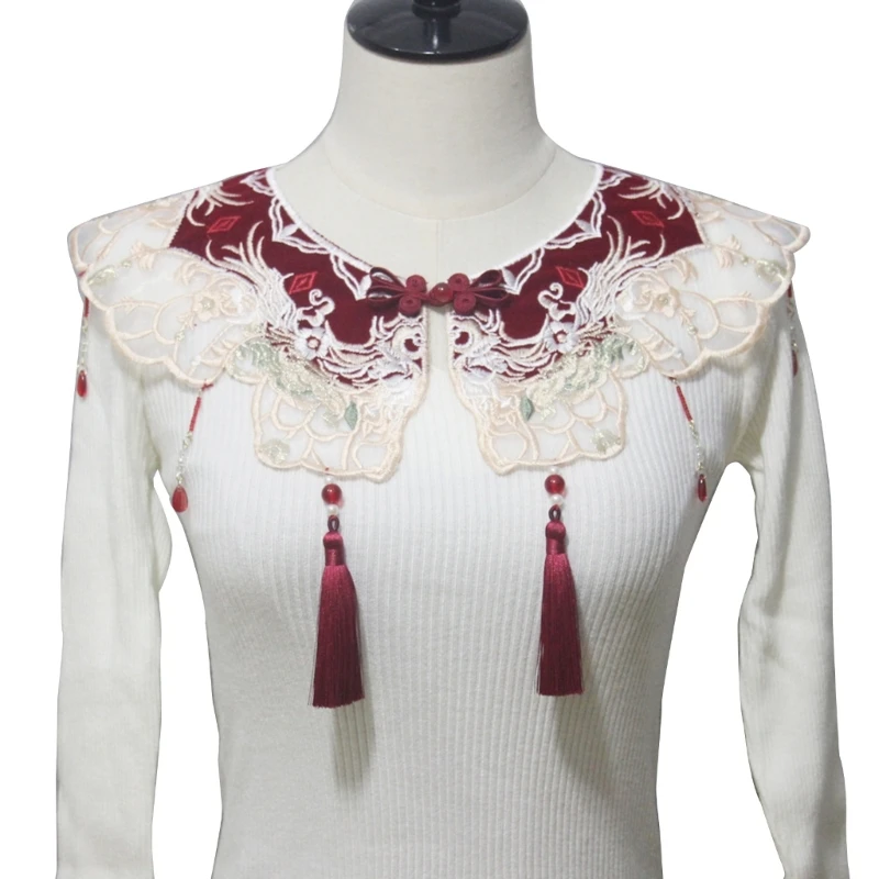 Chinese-Embroidered-False-Collar-Fringes-Floral-Pattern-Collar-for ...