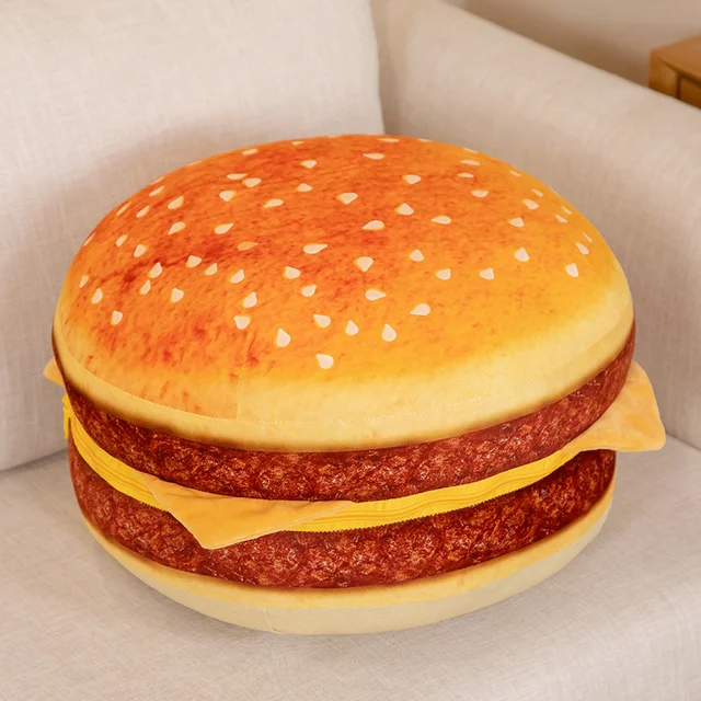 New Creative Burger Plush Toy Soft Padded Plush Cushion Cute Hamburger ...