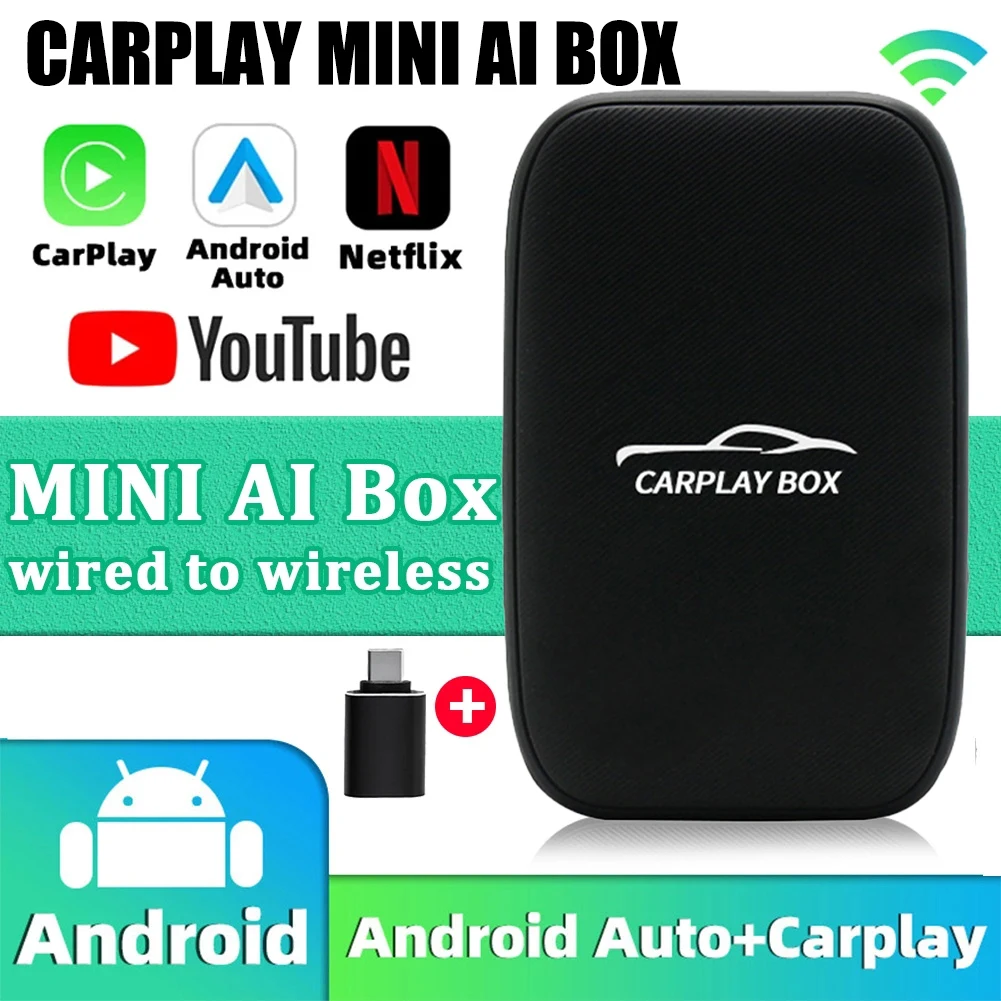 2023 CarPlay Android Auto Universal AI Box 용 무선 어댑터에 유선 Netflix YouTube ...