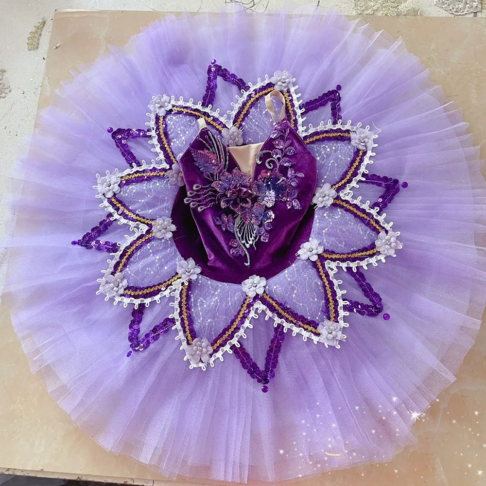 Purple-Ballet-Tutu-Skirt-Girls-Women-Sequined-Professional-Ballet-Dress ...