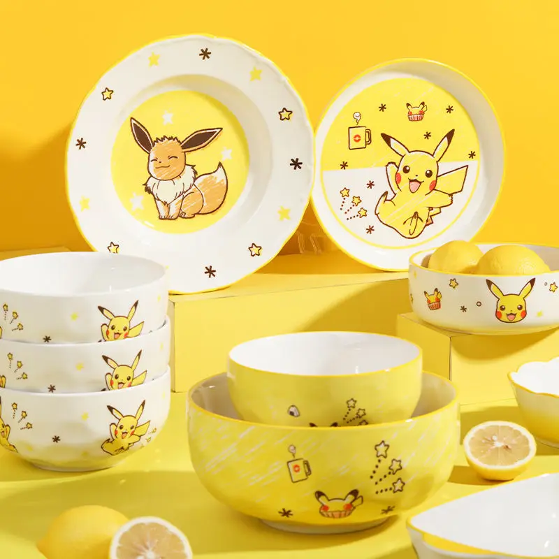 Pokemon Tableware Anime Pikachu Ceramic Household Cartoon Bowl Dish ...