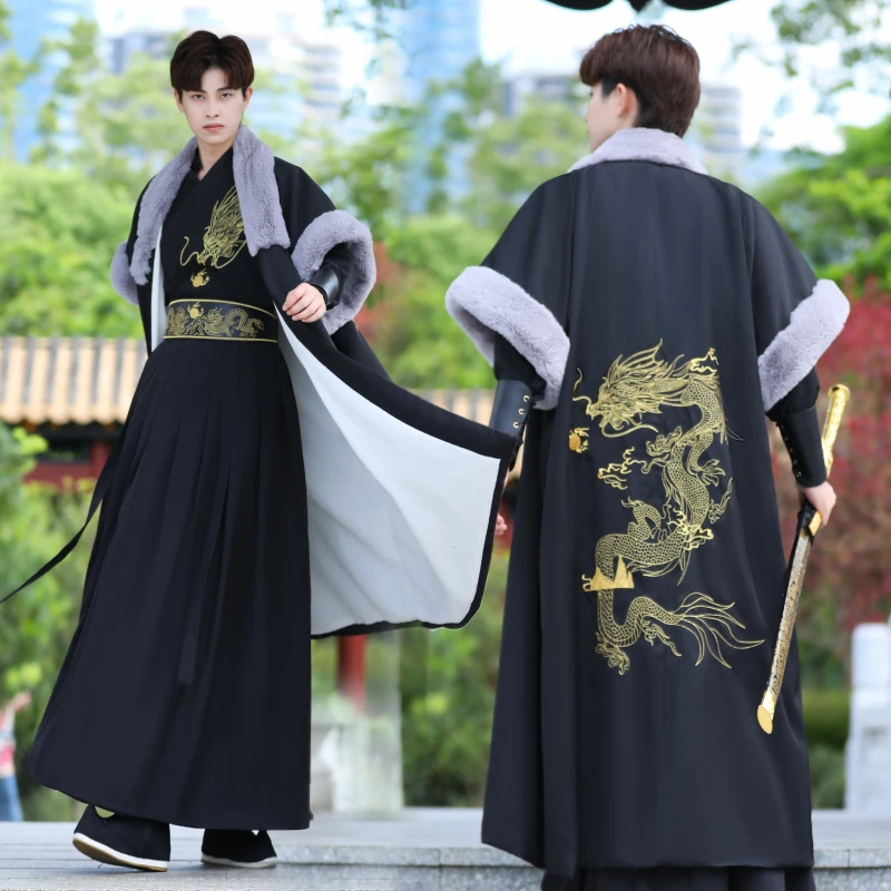 Winter-Thick-Dragon-Embroidery-Hanfu-Cloak-For-Couples-Chinese ...