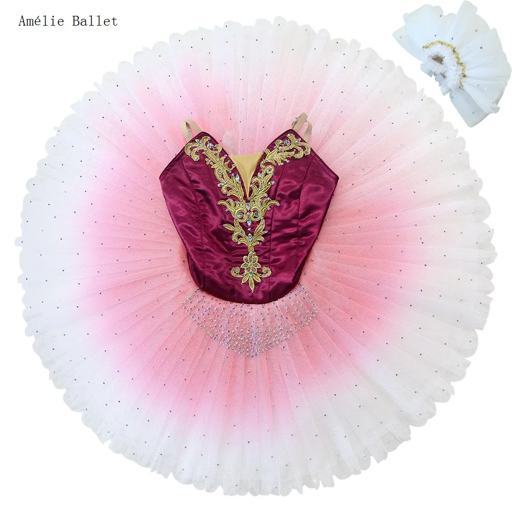 B23063 Ombre Burgundy Professional Platter Tutu Custom Made Ballet ...