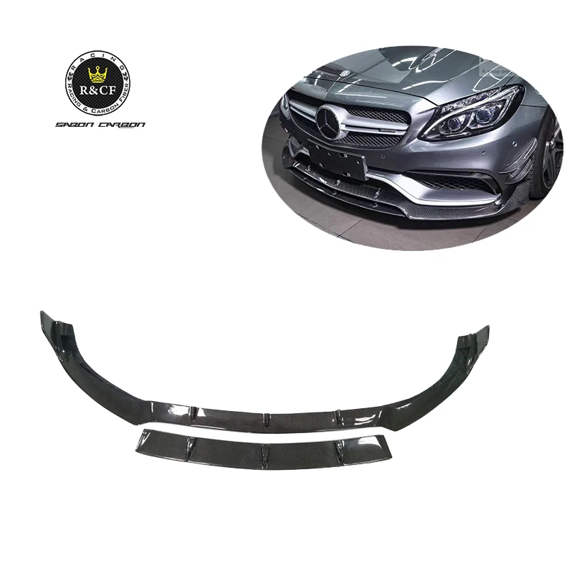 C63 w205 Front Lip BS Style carbon fiber front bumper lip splitter ...
