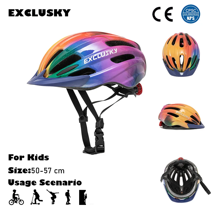 Exclusky-Kids-Bicycle-LED-Light-Helmet-Outdoor-Sports-Helmets ...
