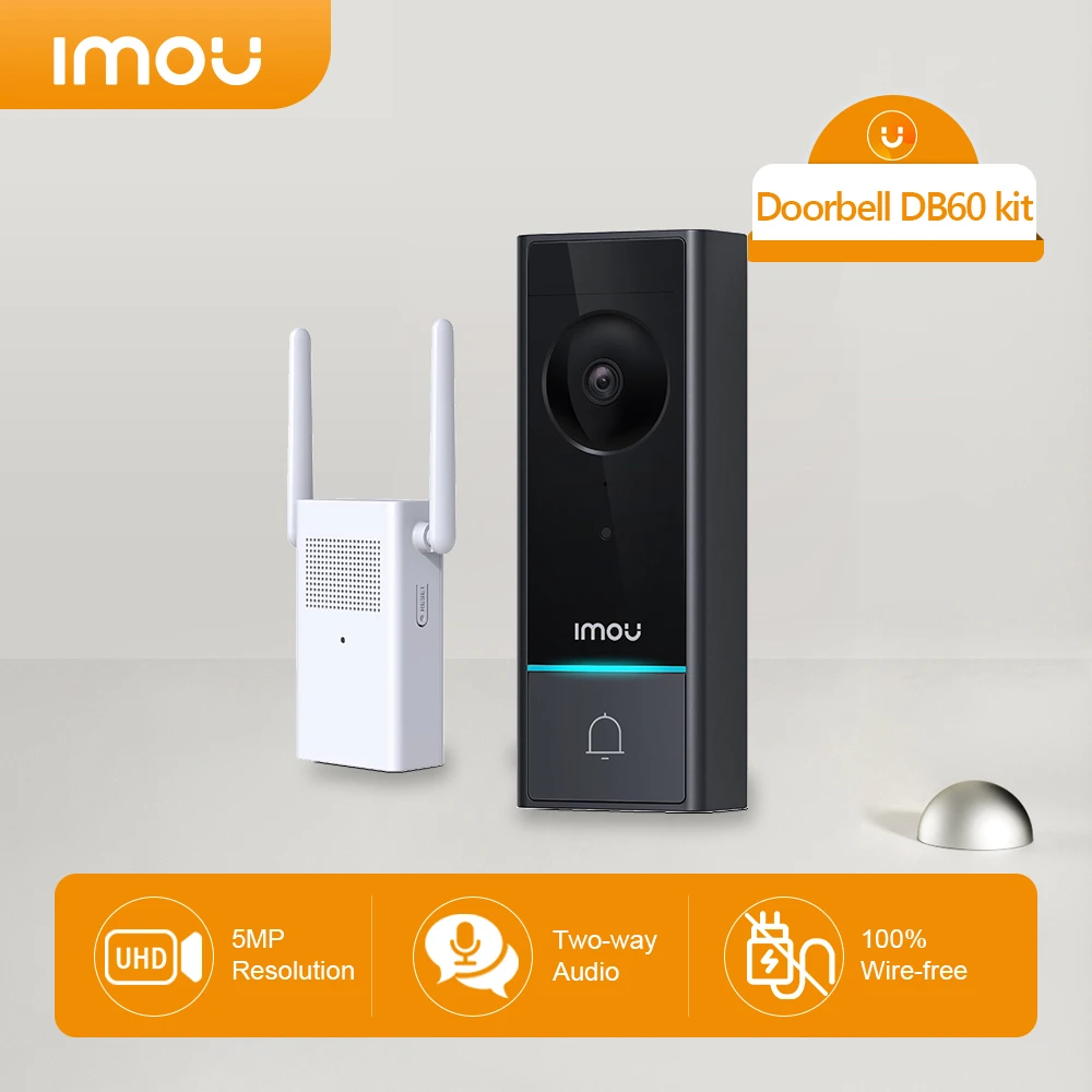 Imou Campainha Db60 Sem Fio Wi Fi 5mp Vídeo Com Bateria Recarregável ...