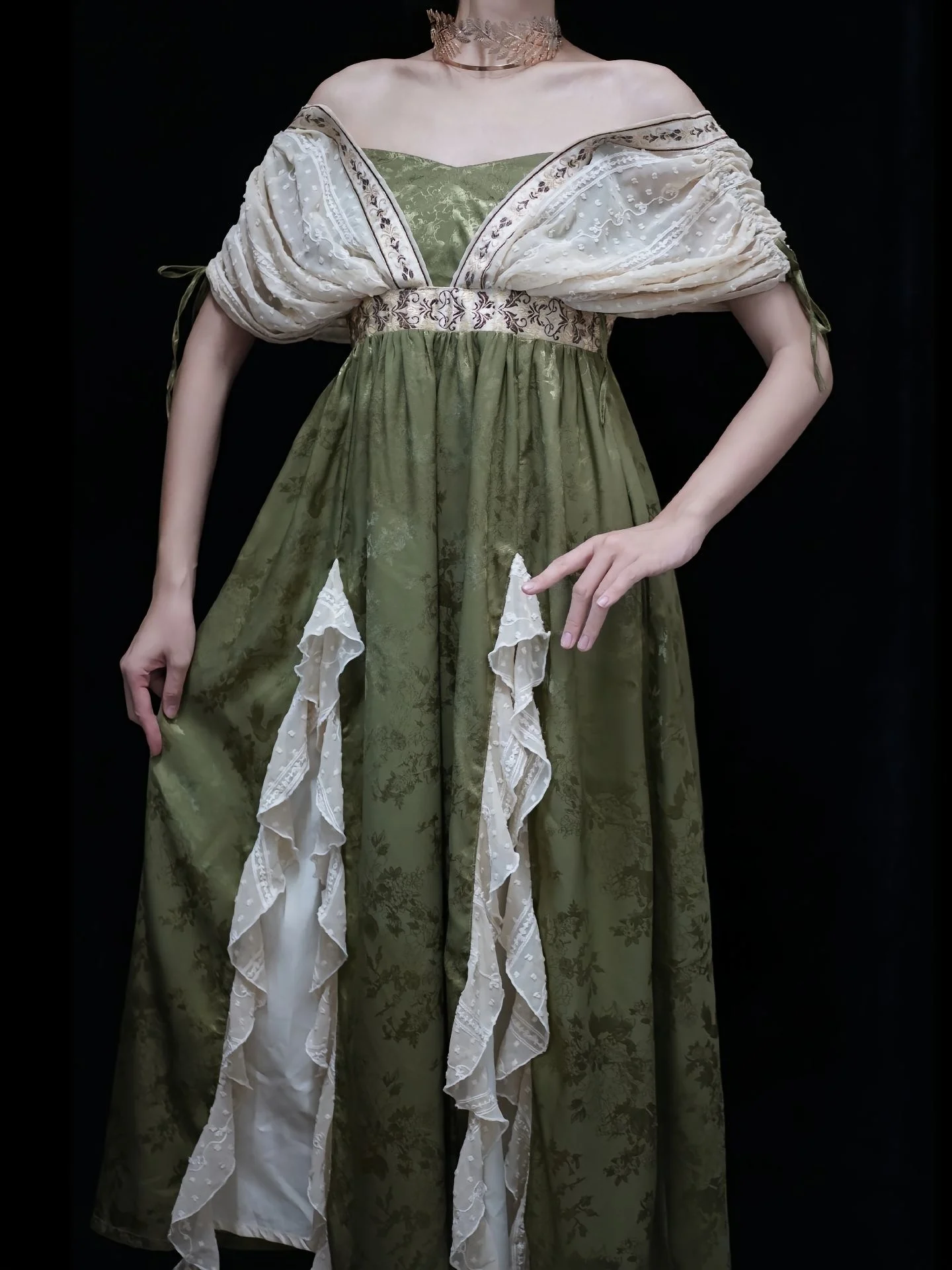 Medieval Retro Royal Lady Cosplay Green Daily Dress Emperor Girl Style ...