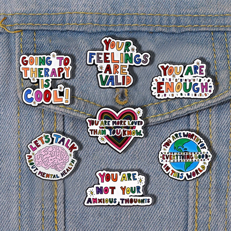 Your Feelings Are Valid Enamel Pins Mental Health Brain Brooch Creative ...