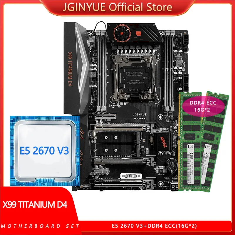 Jginyue x99 conjunto conjunto kit combo com xeon e5 2670 v3 processador ...