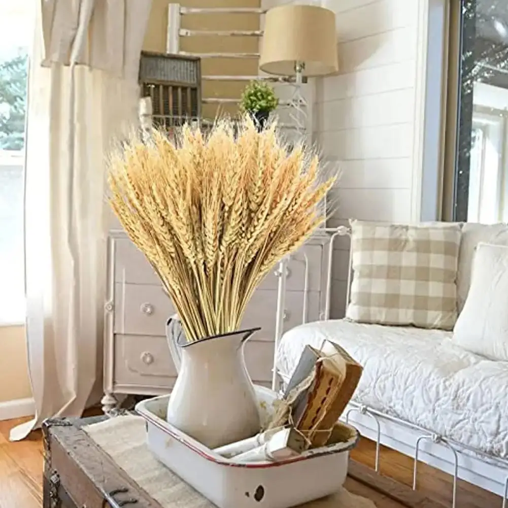 100Pcs-Wheat-Ears-Natural-Dried-Wheat-Stalks-Grass-Barley-Bouquet-Bunch ...