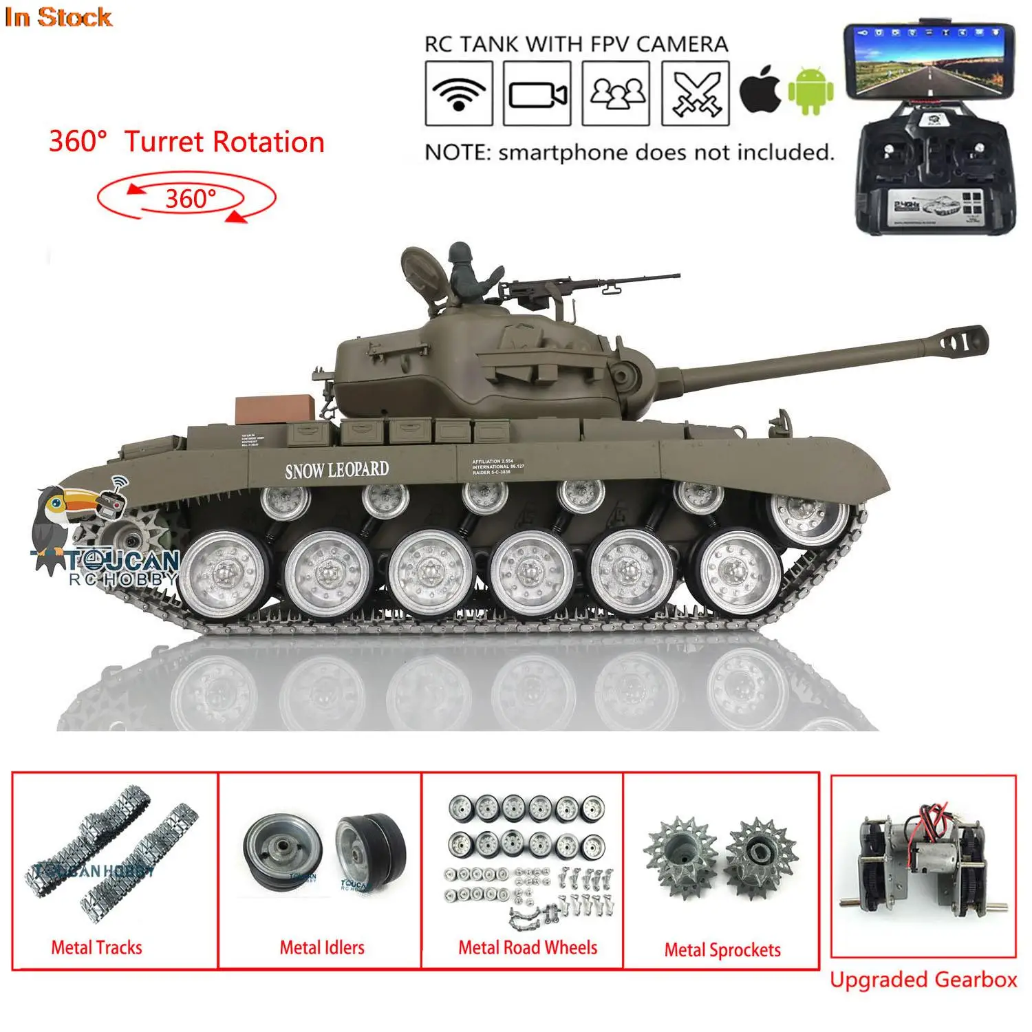 HENG-LONG-1-16-7-0-FPV-Camera-Customized-M26-Pershing-Painted-Green-RTR ...