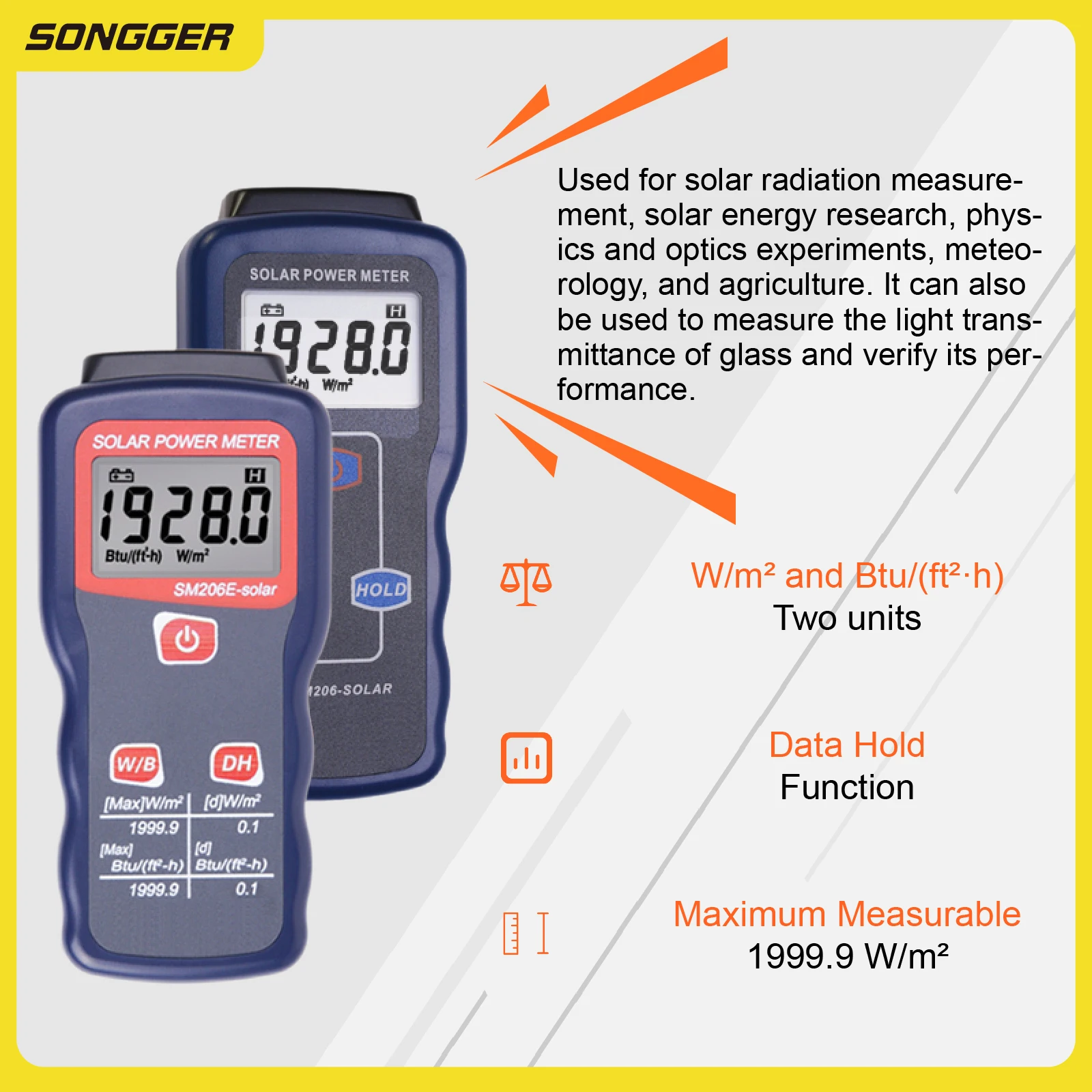 SM206 Solar Power Meter UV NIR Radiation Tester Light Intensity ...
