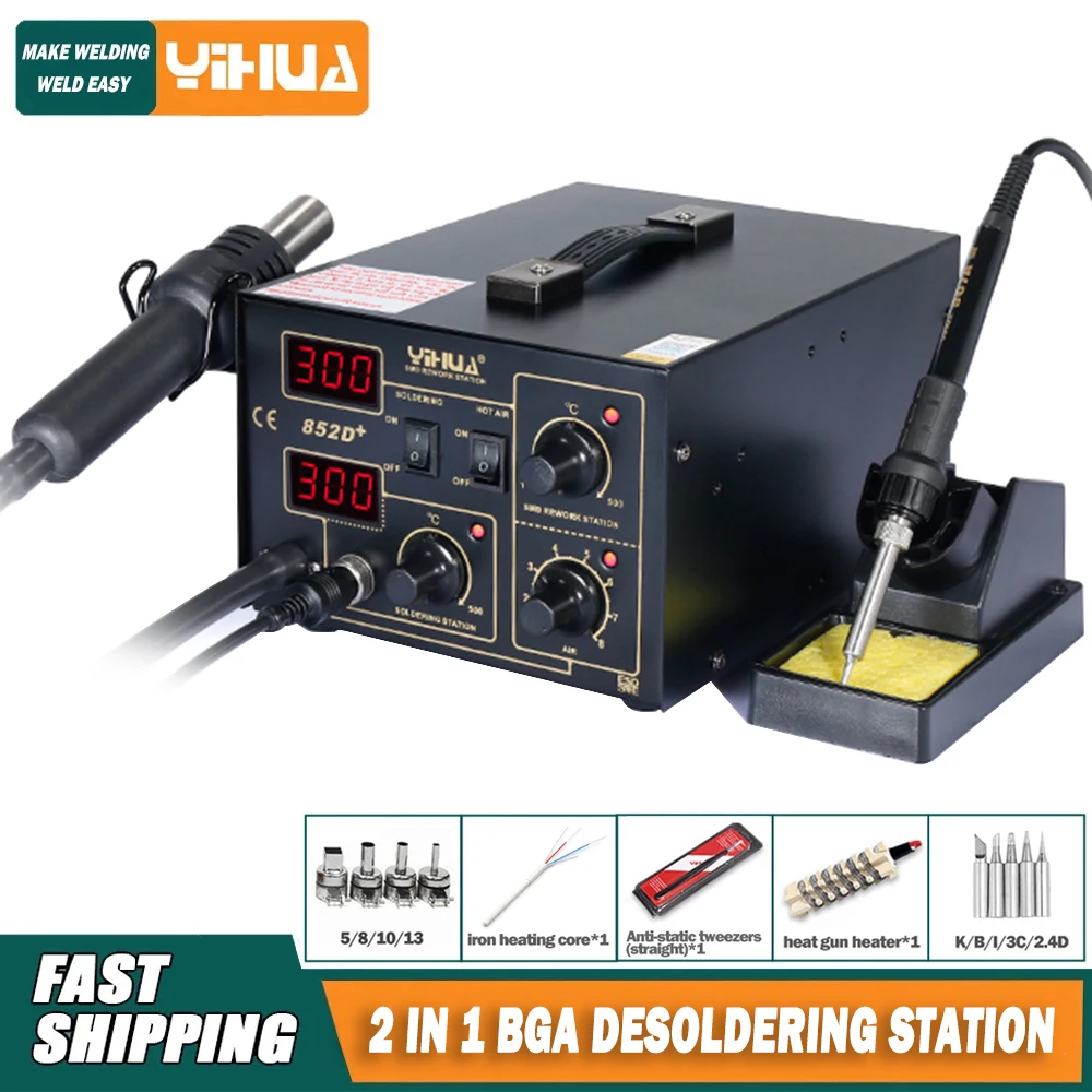 YIHUA-852D-852D-Hot-Air-Soldering-Station-With-Soldering-Iron-Heat-Gun ...