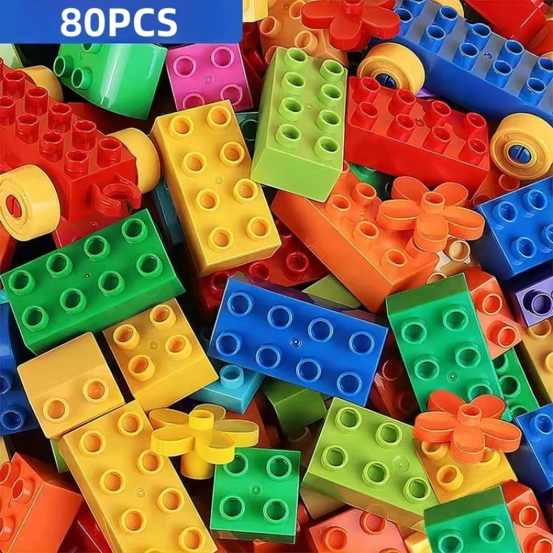 80PCS creative building blocks set of colorful classic basic silver ...