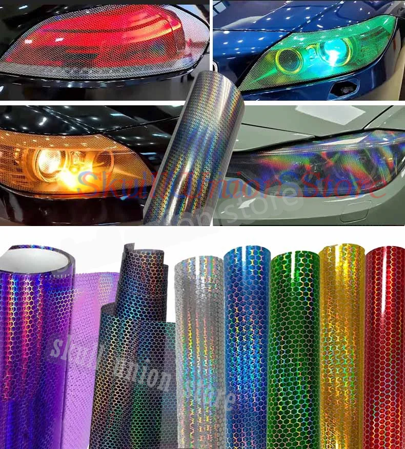 Car-Laser-Honeycomb-Headlight-Taillight-Vinyl-Film-Wrap-Car-Headlight ...