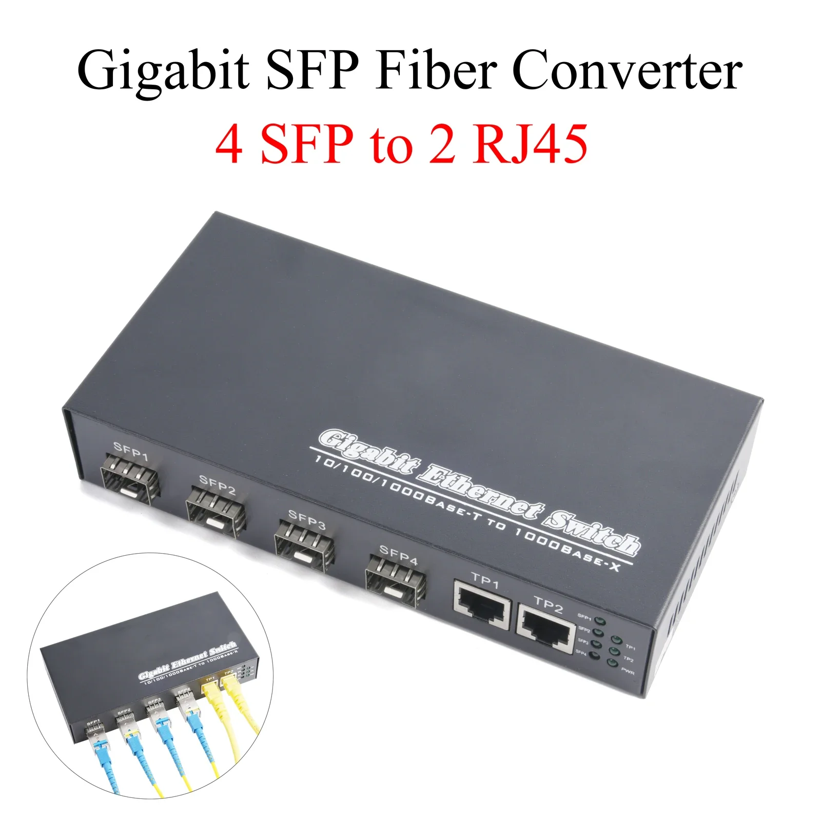 1PCS-Gigabit-SFP-Media-Converter-4-SFP-to-2-RJ45-Transceiver-10-100 ...