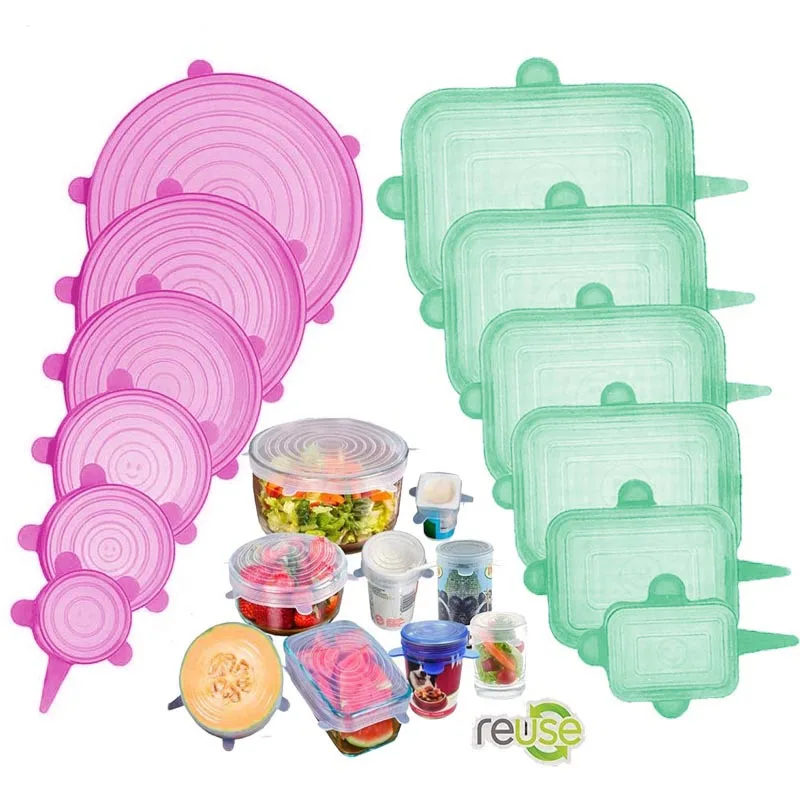 6Pcs-Food-Silicone-Cover-Cap-Universal-Silicone-Lids-For-Cookware-Bowl ...