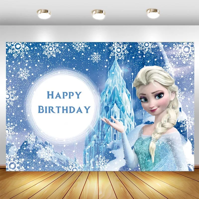 Snow-Queen-Backdrop-Disney-Princess-Elsa-Girls-Birthday-Party-Supplies ...