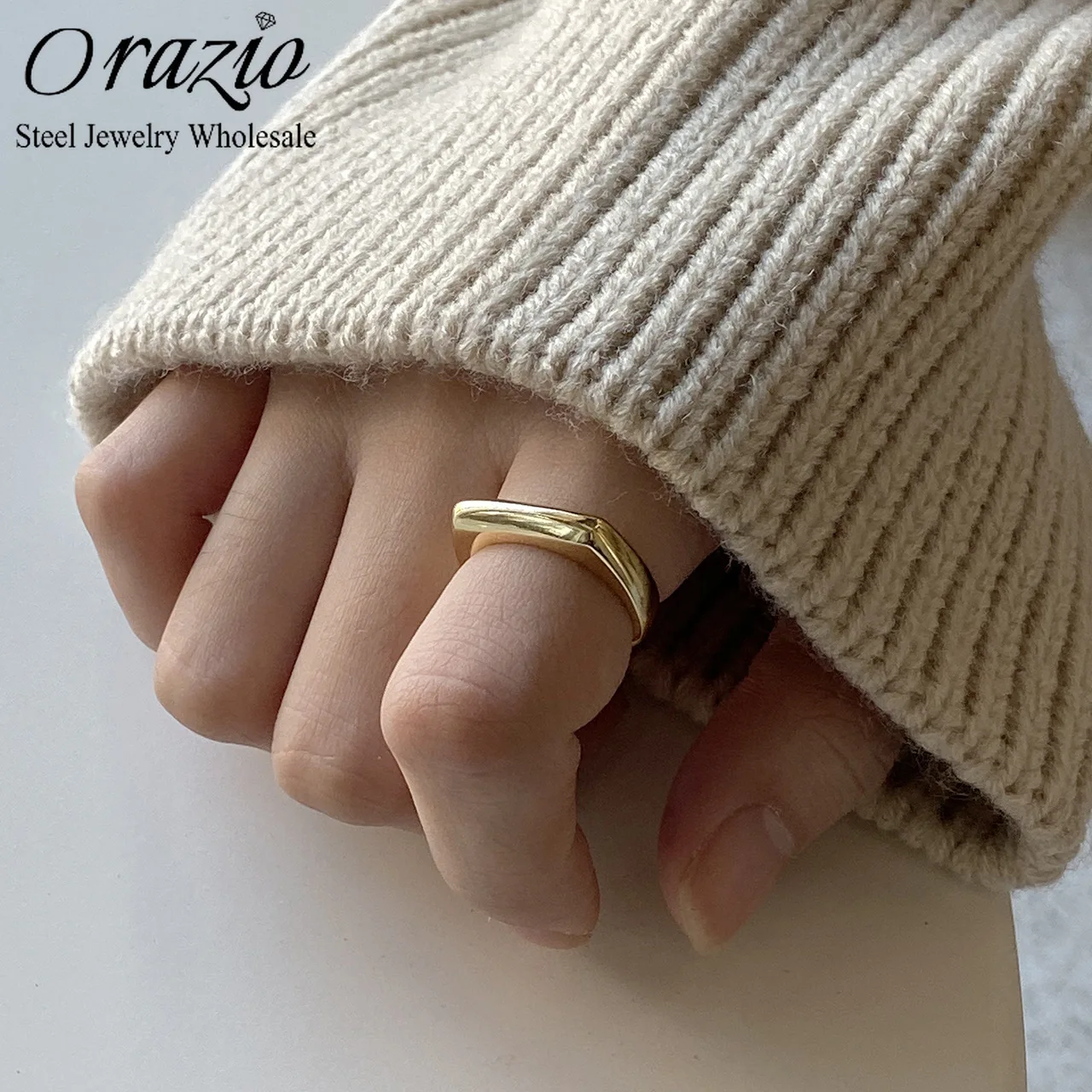 Orazio-Stainless-Steel-Rings-for-Women-Men-Gold-Color-Finger-Ring ...