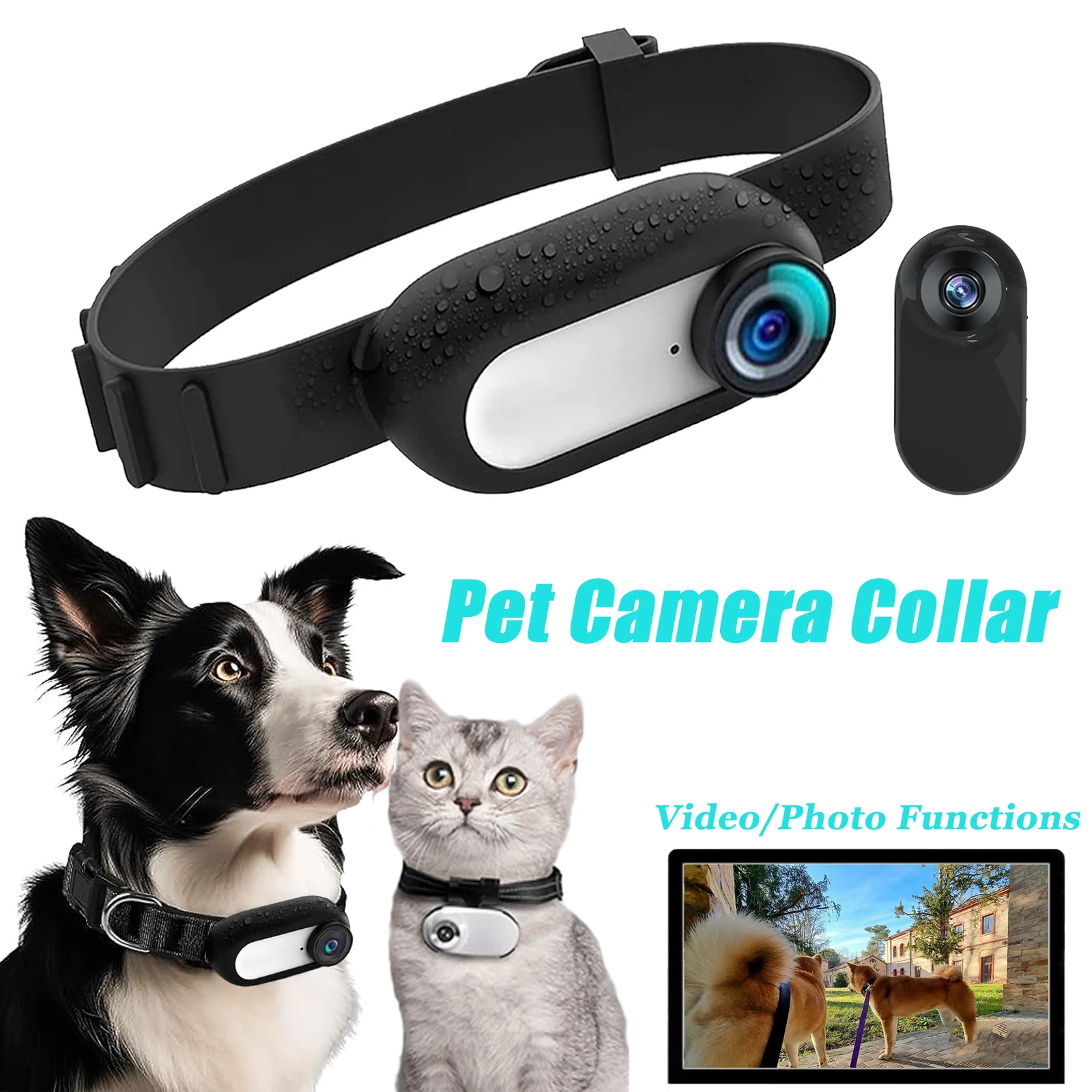 Pet-Cat-Camera-Collar-HD-1080P-Dog-Tracker-Collar-Portable-Outdoor ...