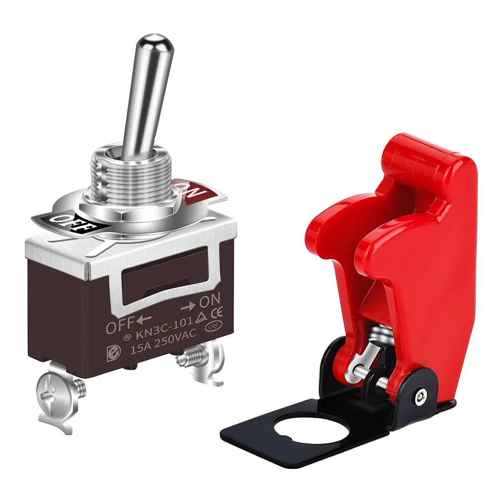 5PCS-Sicherheit-Abdeckung-Kippschalter-15A-Schutz-AUF-Off-2Pin-Rot ...