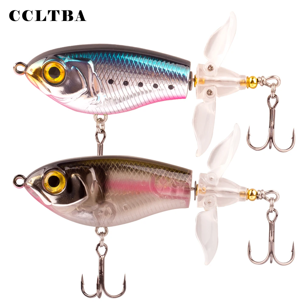 CCLTBA Topwater Lures 6.5cm 8.0cm Hard Bait Wobbler Rotate Tail Popper ...