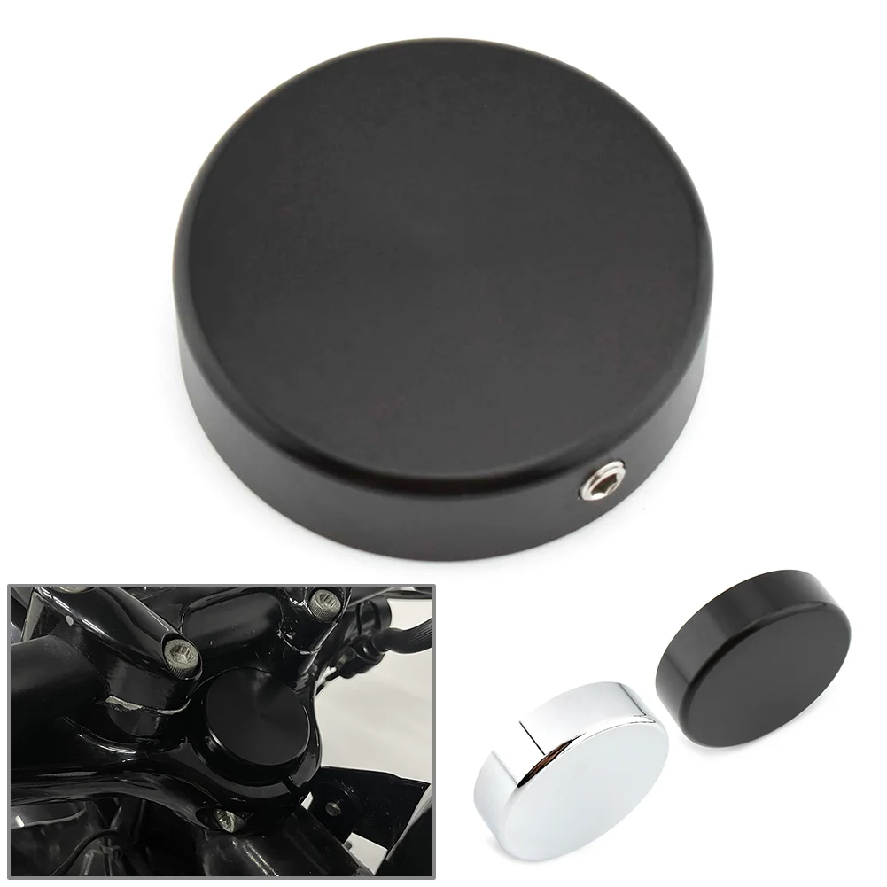 Chrome-Black-Motorcycle-Upper-Fork-Stem-Center-Cover-For-Harley ...