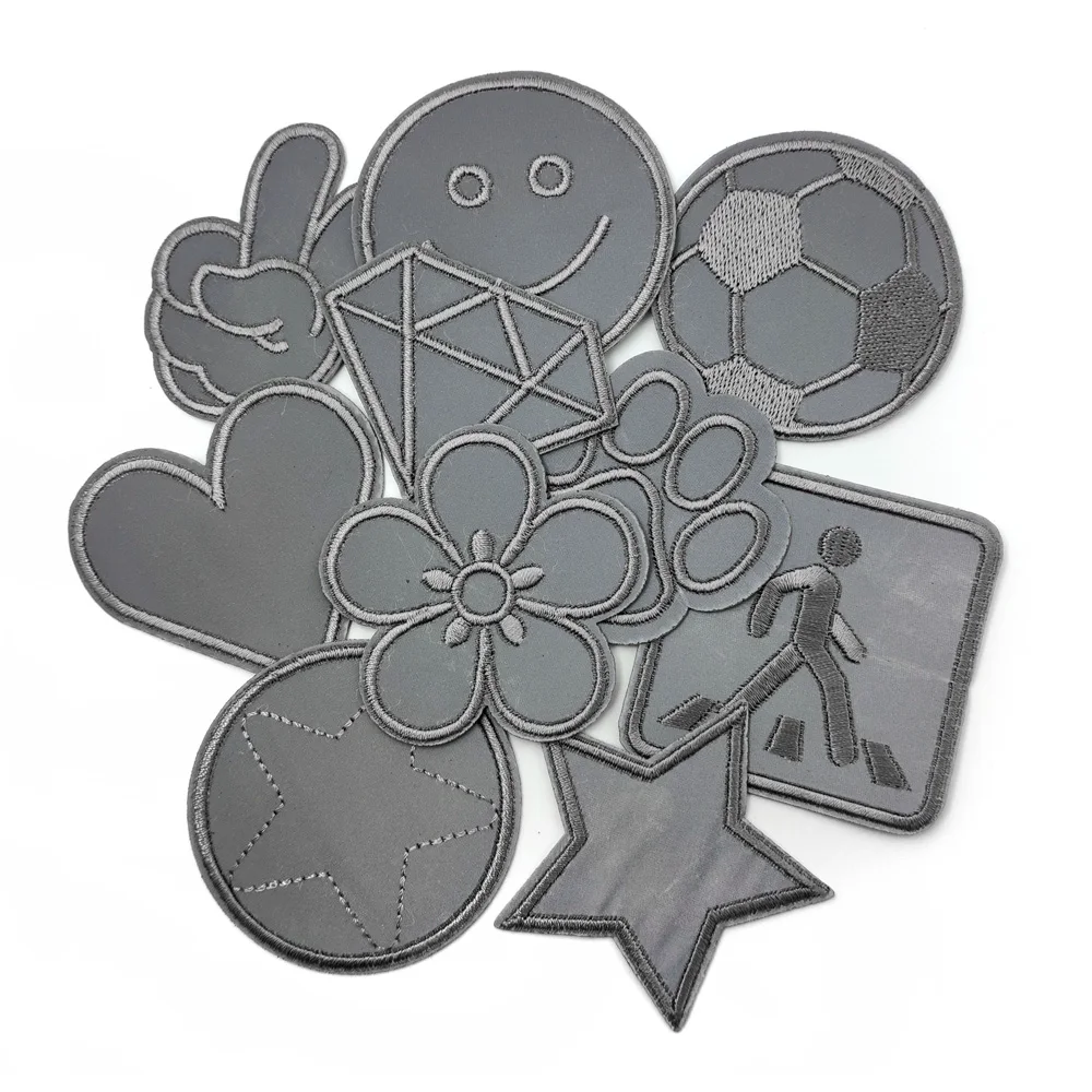 Reflective-Star-Footprint-Iron-On-Bandage-Patches-Apparel-Sewing-Fabric ...