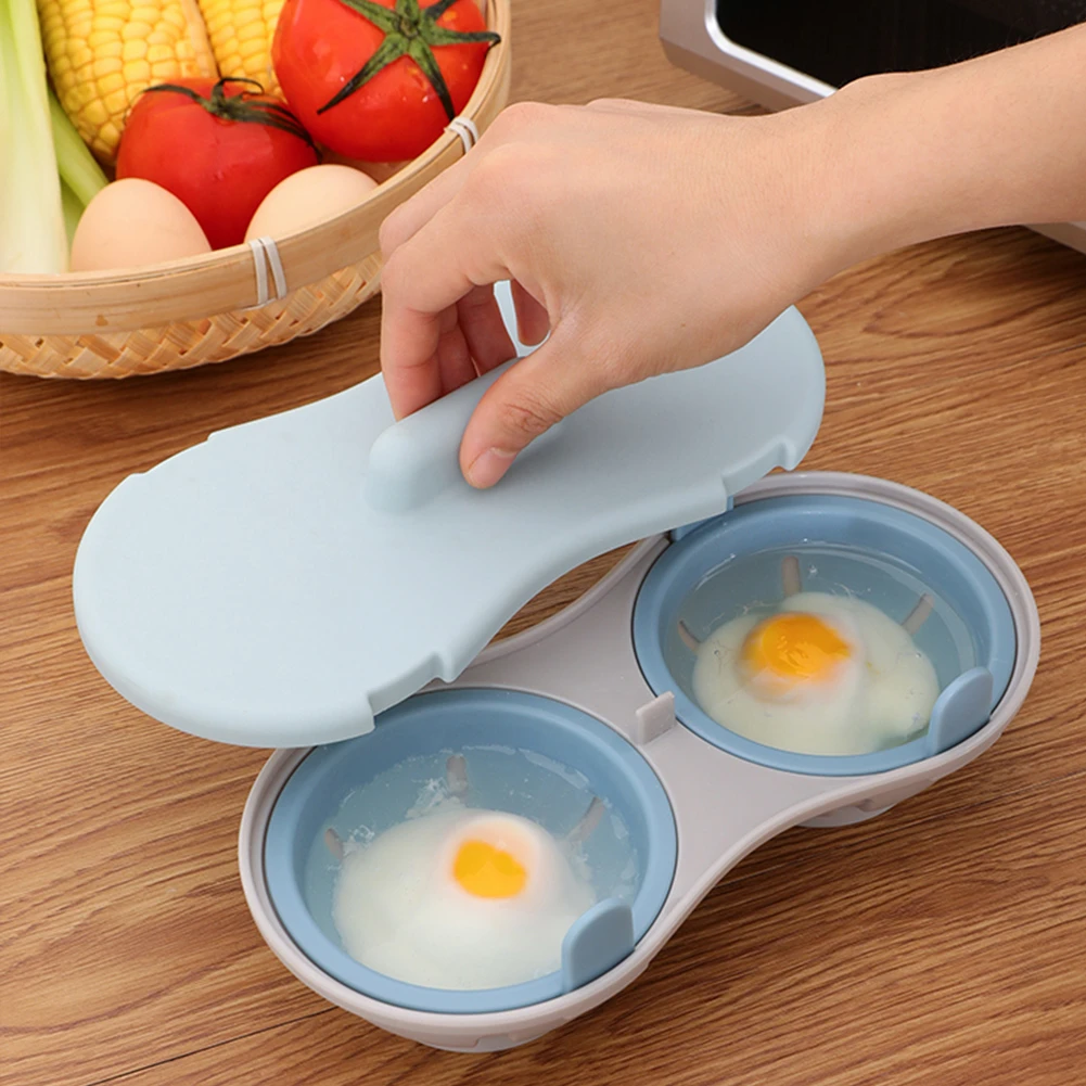 Microwave Double Egg Cooker Steamer Eggs Poacher Kitchen Cookware Tools ...