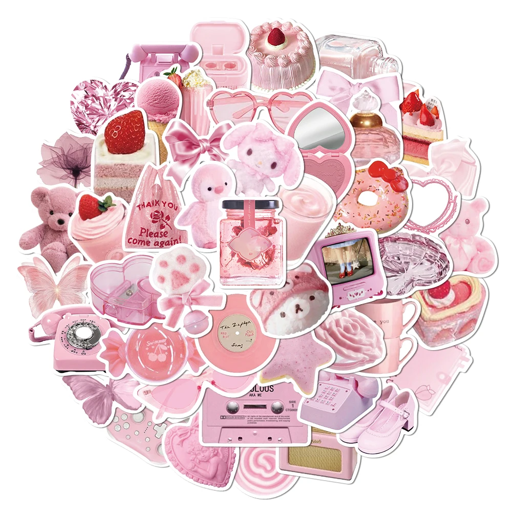 50PCS-Funny-Pink-Style-Girl-Cartoon-Aesthetic-Stickers-Car-Motor-Travel ...