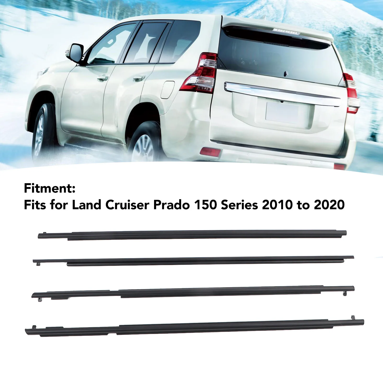Car Door Window Weatherstrip Sealing Belt Molding Trim Set 75711-60072 ...
