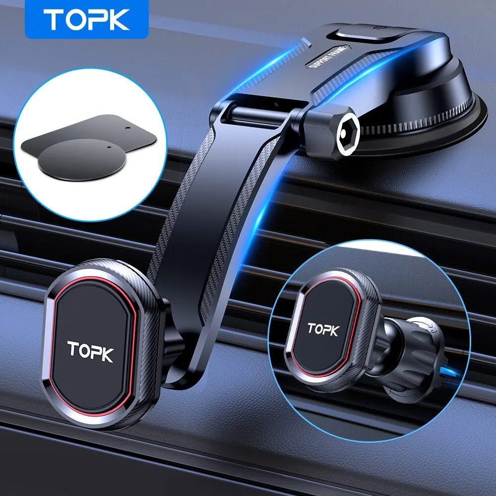 TOPK-Magnetic-Car-Phone-Holder-2-IN-1-Handsfree-Stand-Phone-Mount-for ...