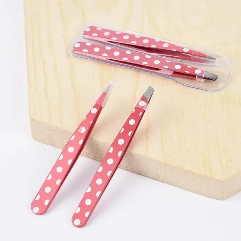Hair-Removal-Tweezers-Stainless-Steel-Eyebrow-Clips-Mini-Pink-Dots ...
