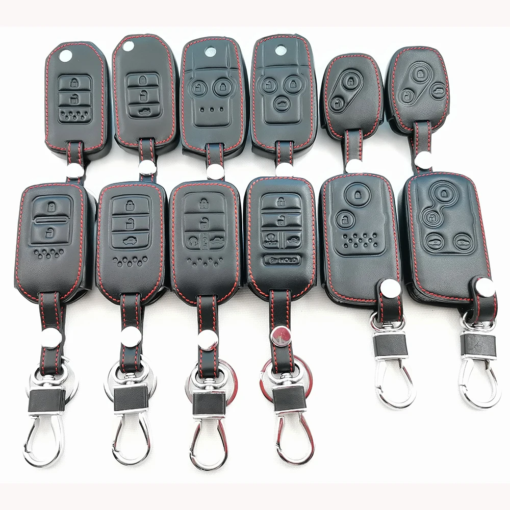 100-Leather-Key-Chain-Cover-Case-Holder-for-Honda-Accord-Civic-CRV-HRV ...