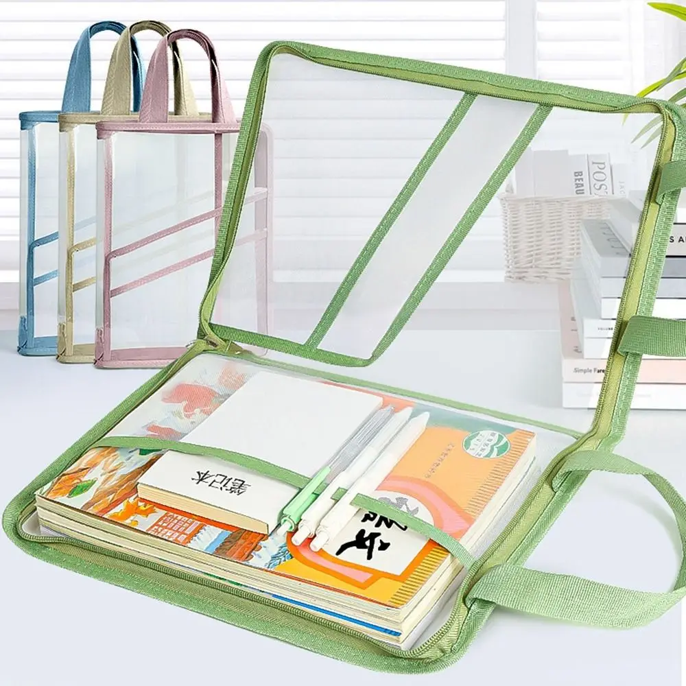 Transparent-Document-Bag-Stationery-Storage-Folder-File-Mesh-Zipper ...