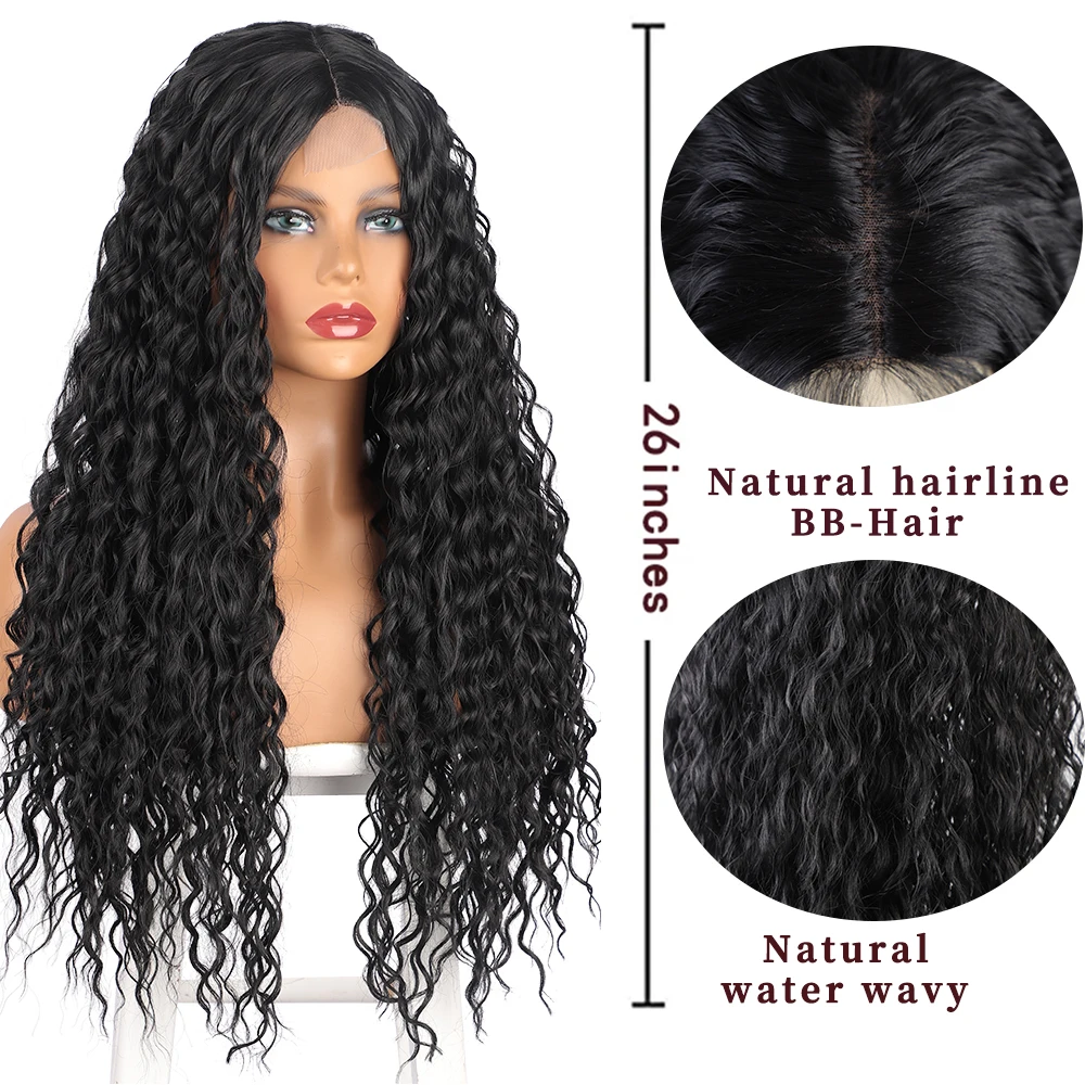 Fashion Synthetic For Women Deep Curly Long Water Wavy Middle Part Deep ...