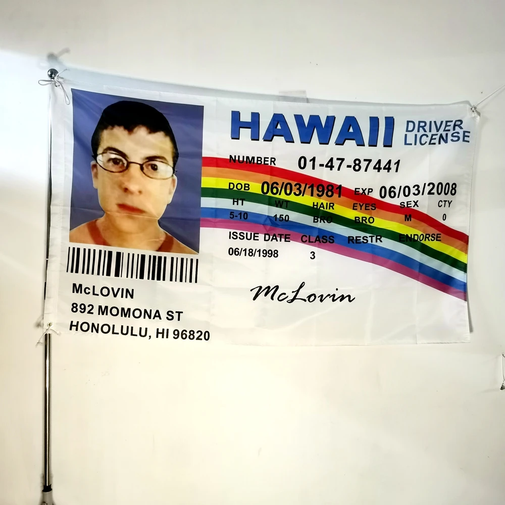 Mclovin-Flagge-gef-lschte-ID-F-hrerschein-Hawaii-Mclovin-Flagge-College ...