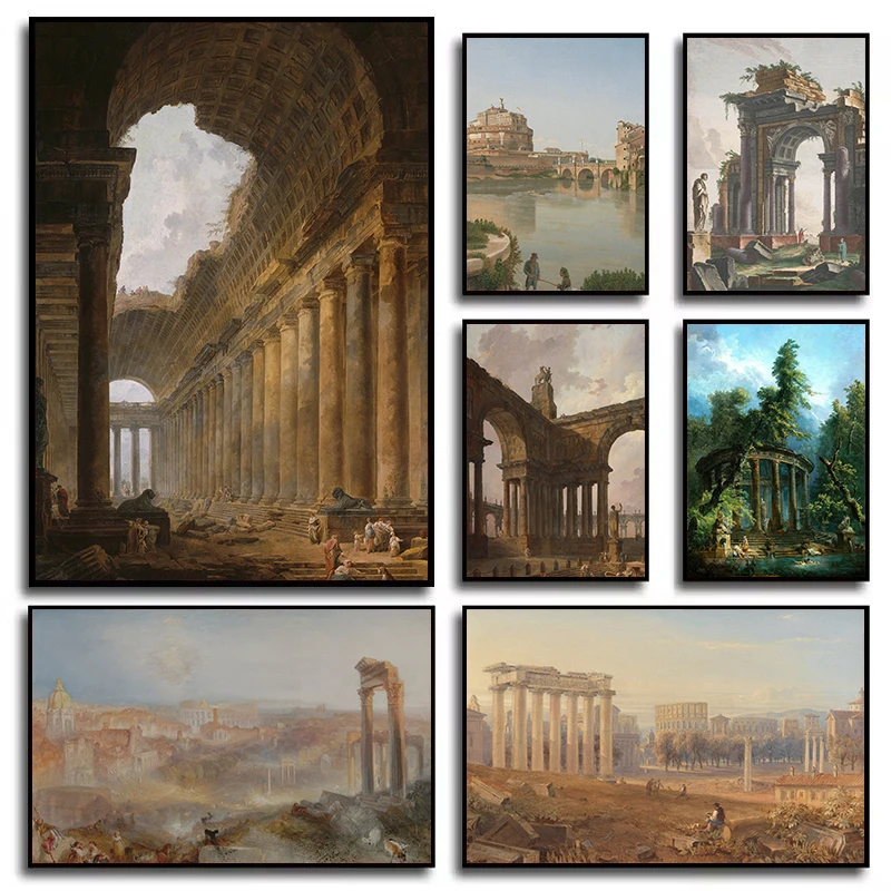 Ancient-Rome-Architecture-Landscape-The-Old-Temple-18th-Century-Artwork ...