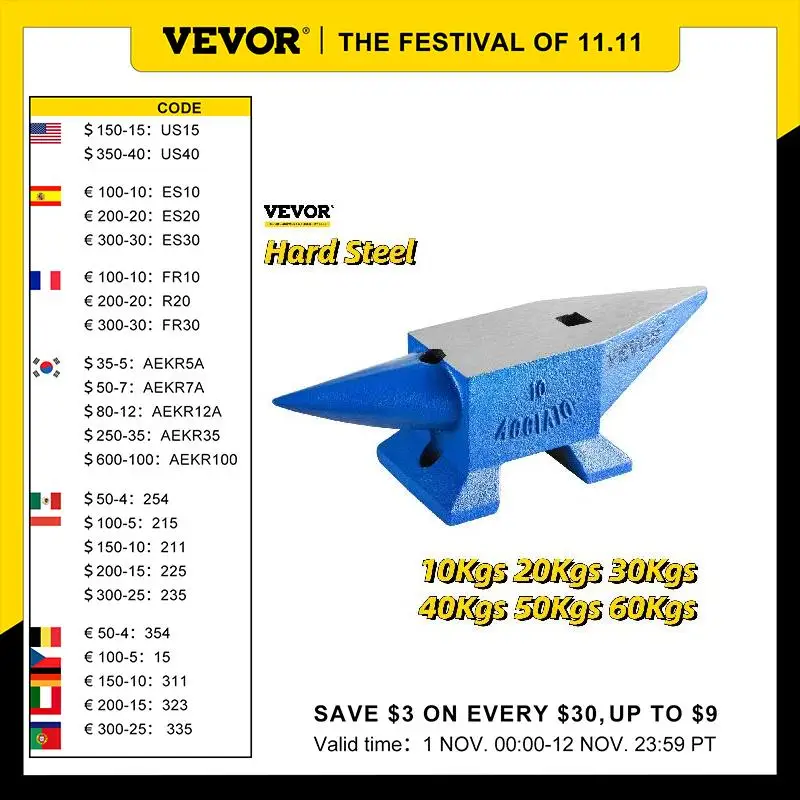 Vevor Single Round Horn Anvil Cast Steel Block Blacksmith Bench Tool 10 ...