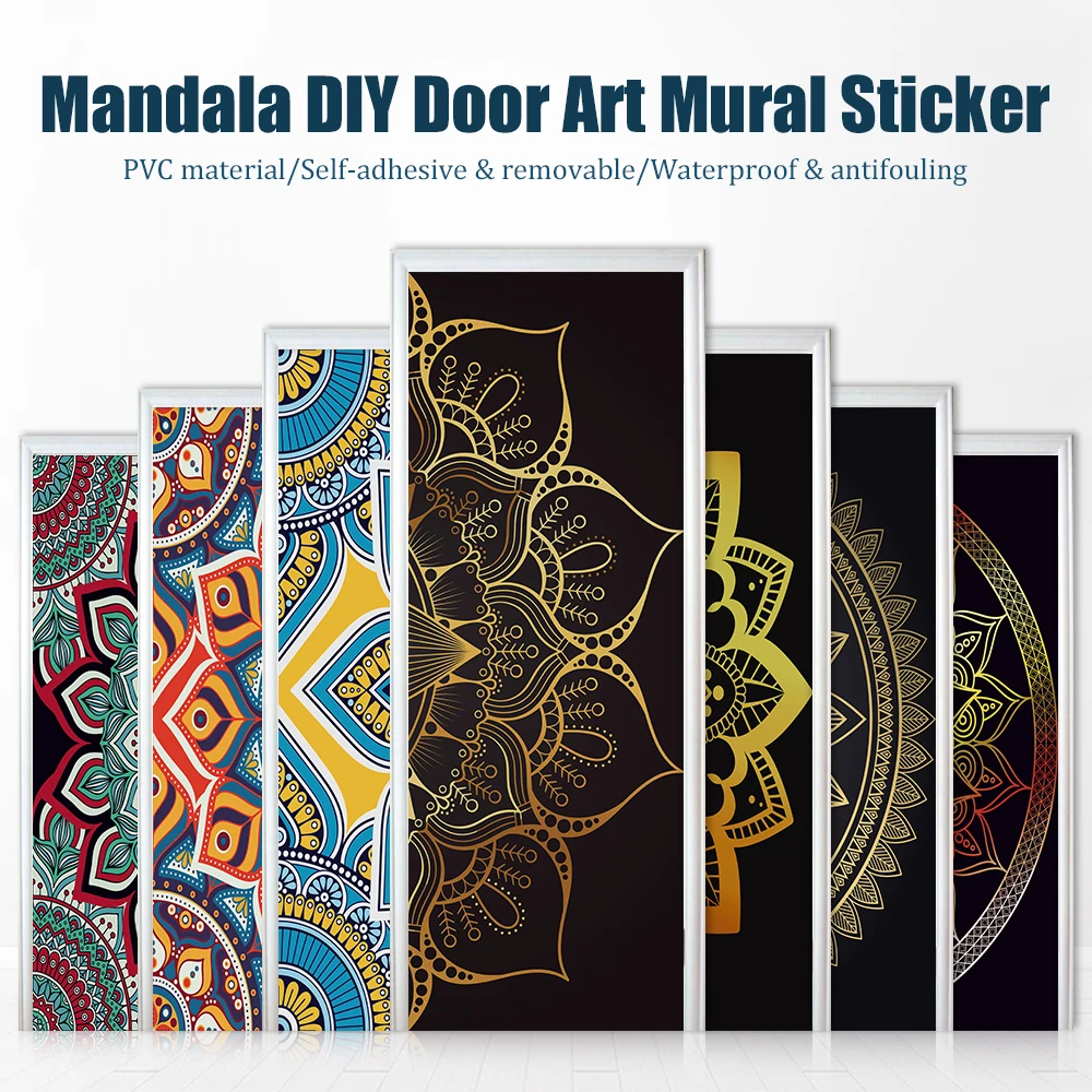 Indian-Mandala-Door-Sticker-Vinyl-Waterproof-Self-adhesive-Door-Sticker ...